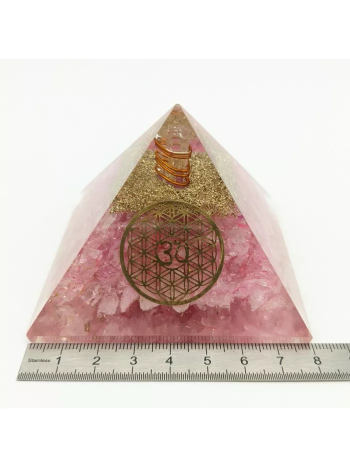 Pyramide Orgonite Quartz Rose Fleur de vie Ohm - Vertus, Bienfaits ...
